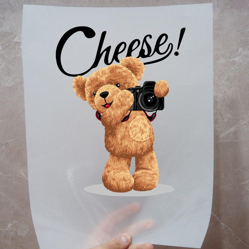 قیمت و خرید استیکر پارچه و لباس مدل dtf طرح تدی کد H15.75 مجموعه 4 عددی