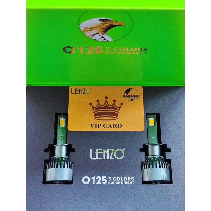 قیمت و خرید هدلایت لامپ خودرو لنزو مدل Q125 سه رنگ پایه H1 بسته دو عددی