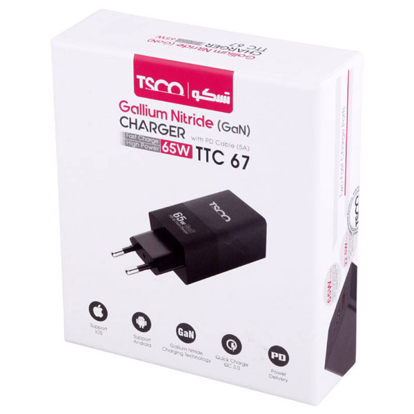 قیمت و خرید شارژر دیواری تسکو مدل TTC 67 به همراه کابل تبدیل USB-C