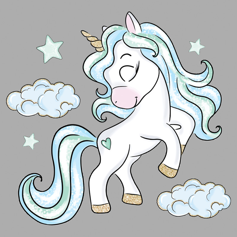 قیمت و خرید استیکر پارچه و لباس مدل dtf طرح یونیکورن کد H20.418 مجموعه 6 عددی