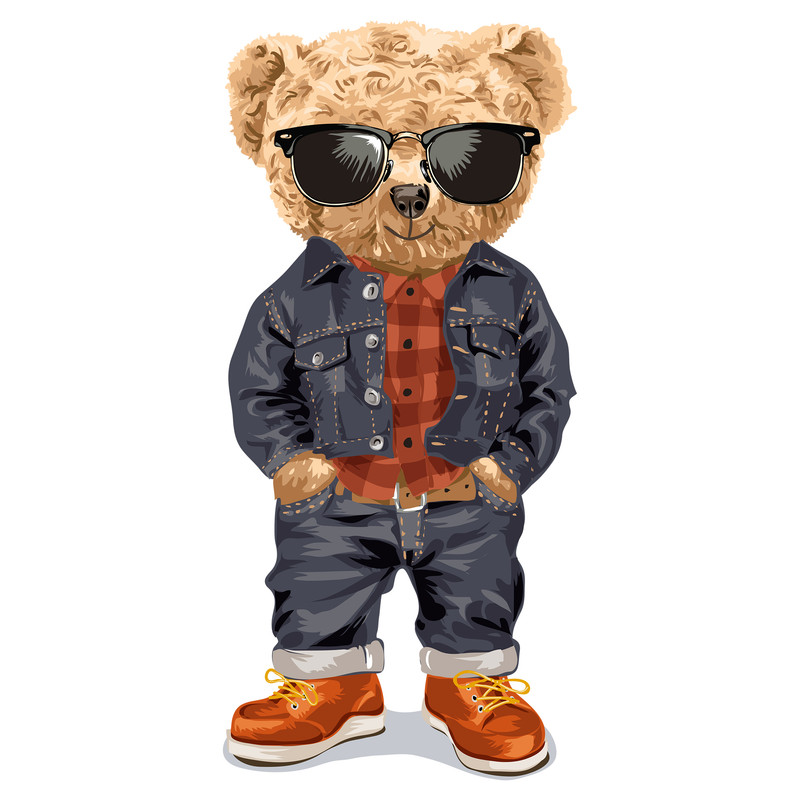 قیمت و خرید استیکر پارچه و لباس مدل dtf طرح تدی کد H15.143 مجموعه 4 عددی