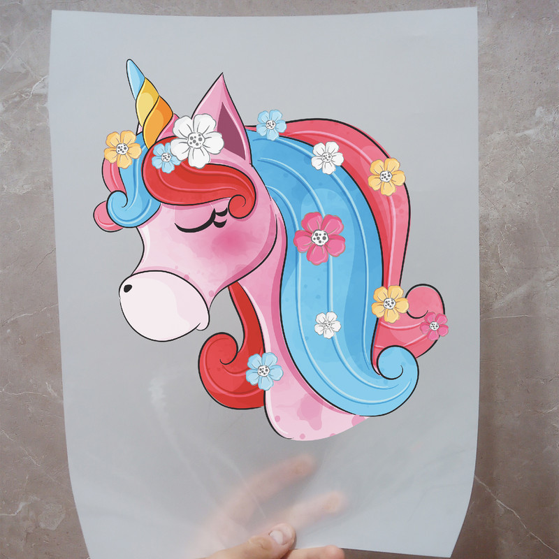 قیمت و خرید استیکر پارچه و لباس مدل dtf طرح یونیکورن کد H15.387 مجموعه 4 عددی