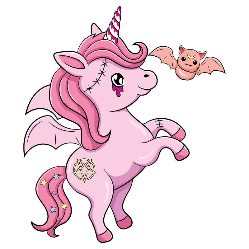 قیمت و خرید استیکر پارچه و لباس مدل dtf طرح یونیکورن کد H15.707 مجموعه 4 عددی