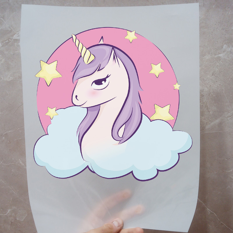 قیمت و خرید استیکر پارچه و لباس مدل dtf طرح یونیکورن کد H15.916 مجموعه 4 عددی