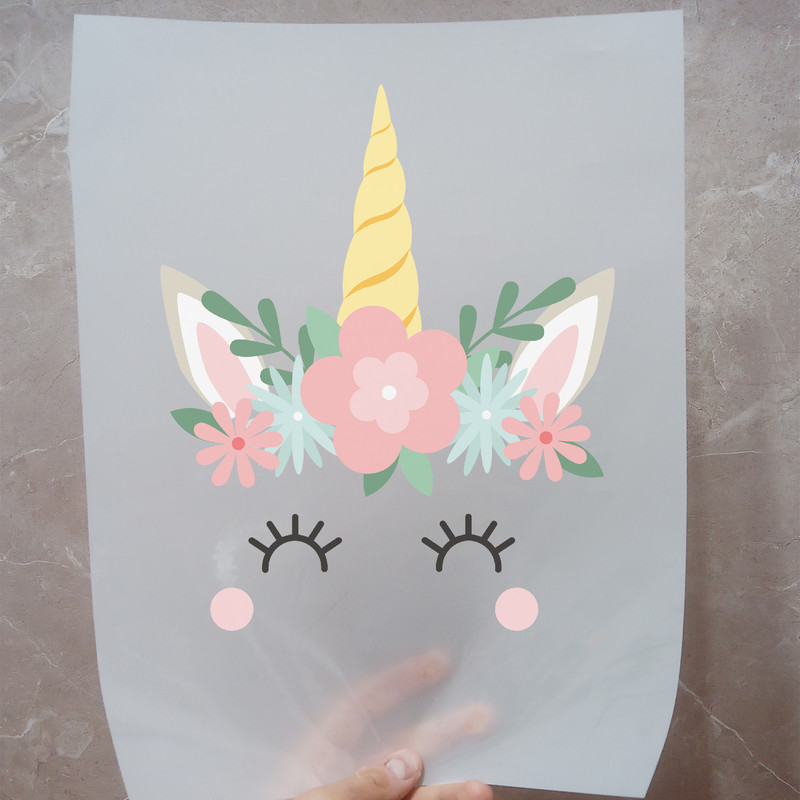 قیمت و خرید استیکر پارچه و لباس مدل dtf طرح یونیکورن کد H15.106 مجموعه 4 عددی