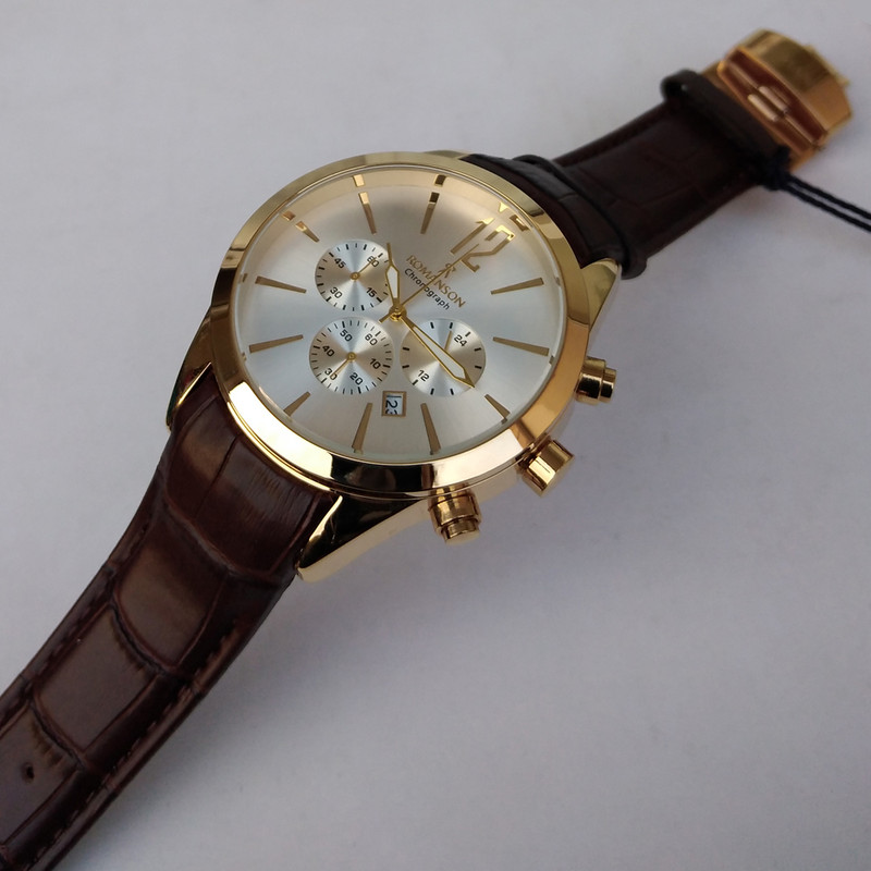 قیمت و خرید ساعت مچی عقربه‌ای مردانه رومانسون مدل بندچرمی کرنوگراف سه ...