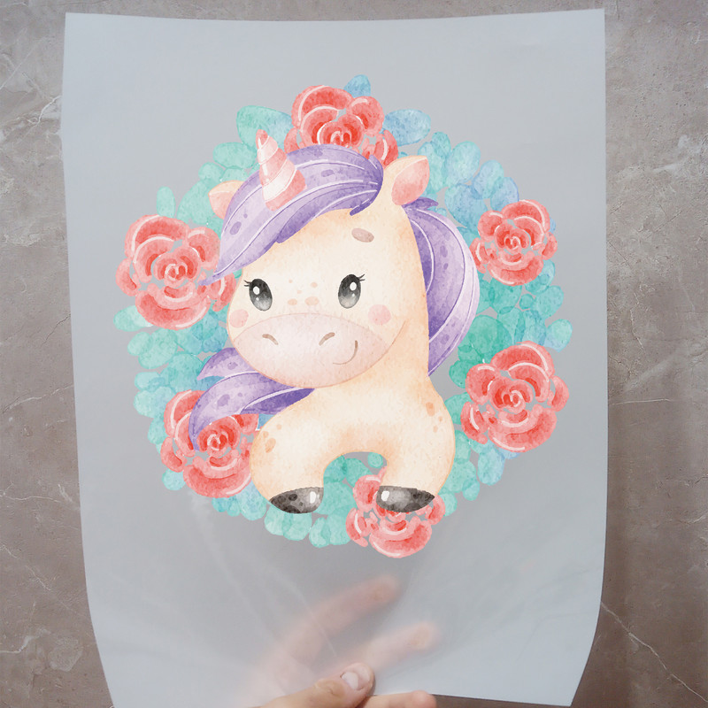 قیمت و خرید استیکر پارچه و لباس مدل dtf طرح یونیکورن کد H20.142 مجموعه 6 عددی