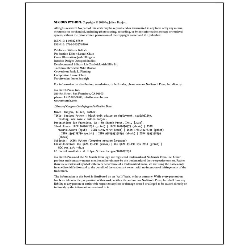 قیمت و خرید کتاب Serious Python اثر Julien Danjou انتشارات رایان کاویان