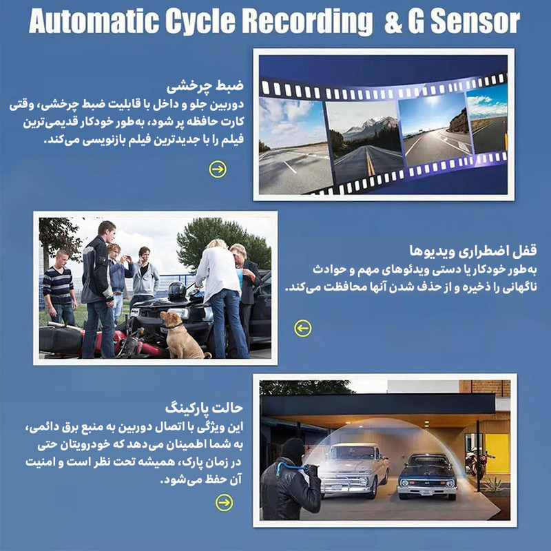 قیمت و خرید دوربین ثبت وقایع خودرو مدل 3 لنز RoadLens-F31-WiFi