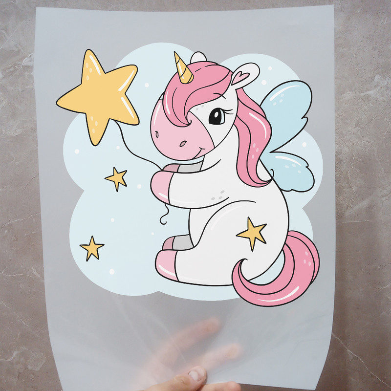 قیمت و خرید استیکر پارچه و لباس مدل dtf طرح یونیکورن کد H20.176 مجموعه 6 عددی