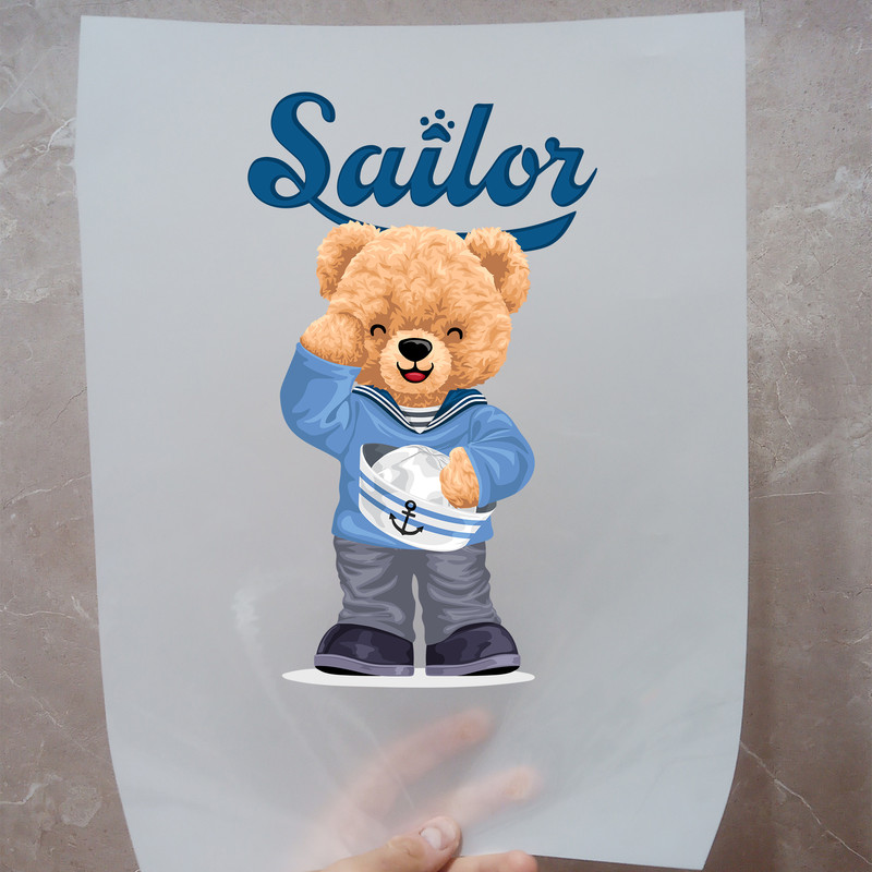 قیمت و خرید استیکر پارچه و لباس مدل dtf طرح تدی کد H15.88 مجموعه 4 عددی