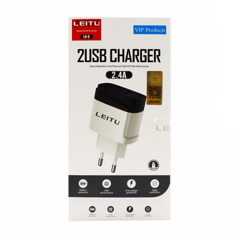 قیمت و خرید شارژر دیواری لیتو مدل LH -8 به همراه کابل تبدیل MicroUSB