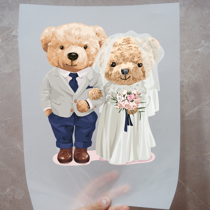 قیمت و خرید استیکر پارچه و لباس مدل dtf طرح تدی کد H30.204 مجموعه 12 عددی