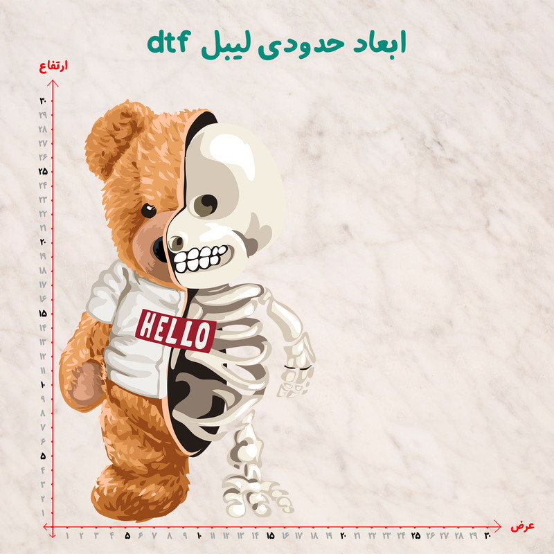 قیمت و خرید استیکر پارچه و لباس مدل dtf طرح تدی کد H30.212 مجموعه 12 عددی