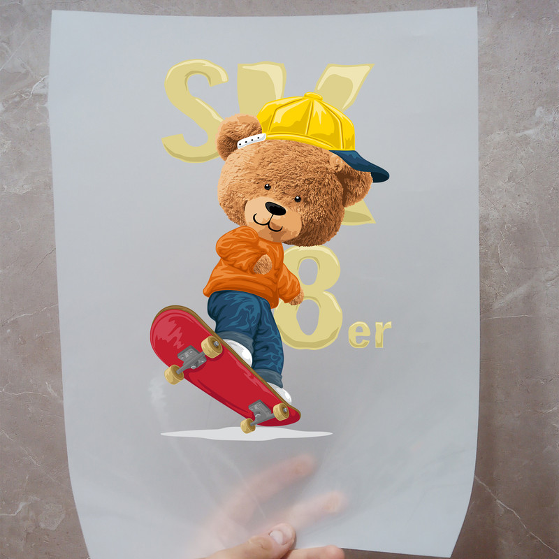 قیمت و خرید استیکر پارچه و لباس مدل dtf طرح تدی کد H20.14 مجموعه 3 عددی