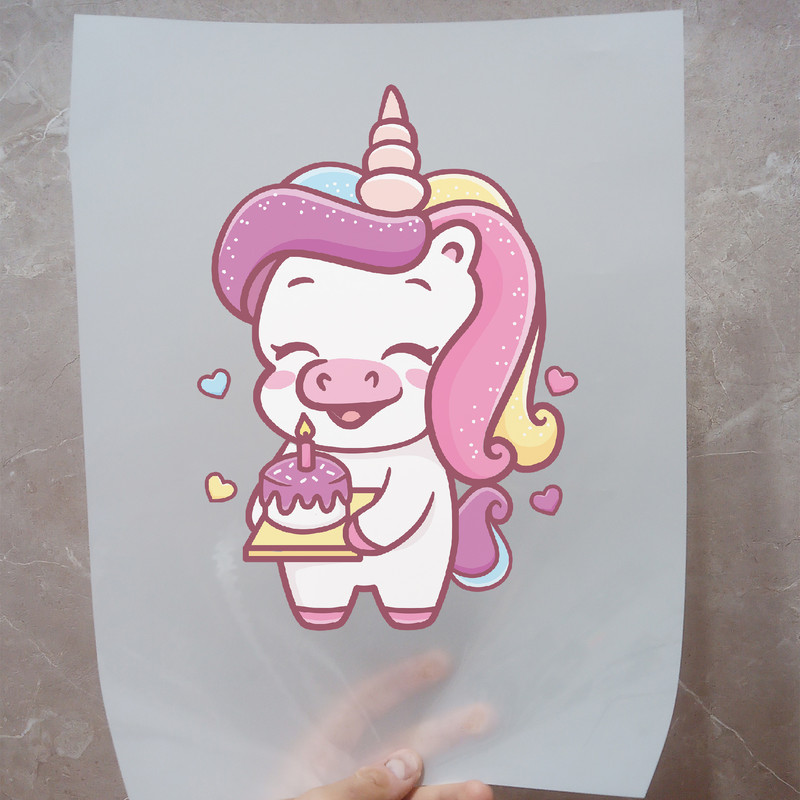 قیمت و خرید استیکر پارچه و لباس مدل dtf طرح یونیکورن کد H15.1015 مجموعه 4 عددی