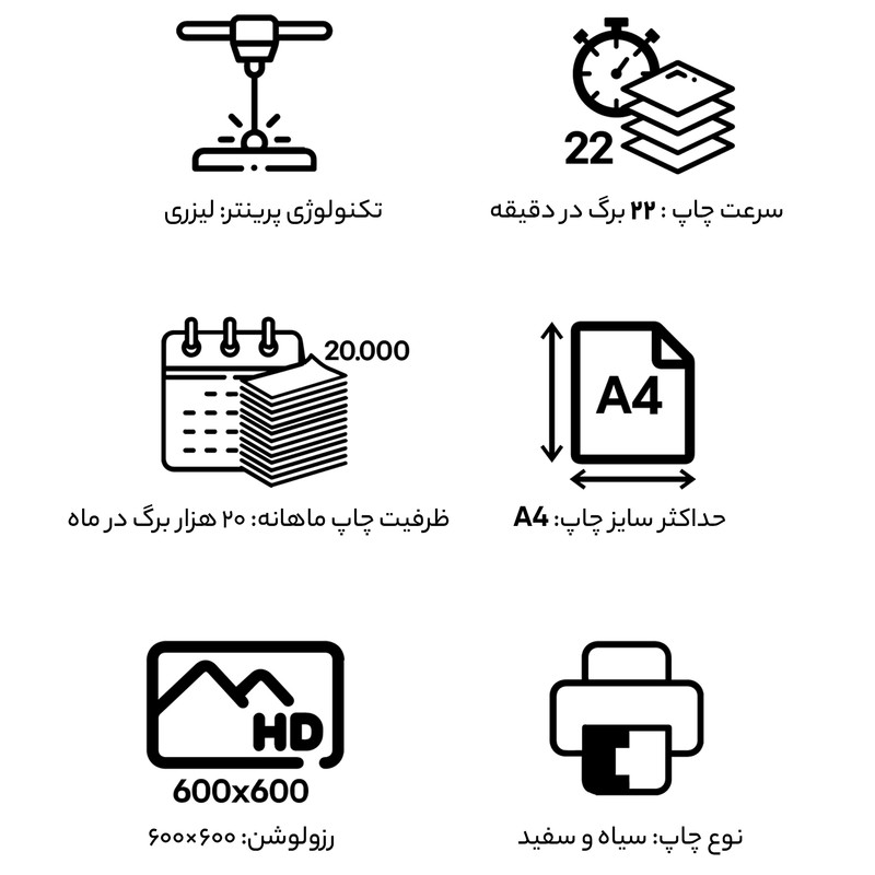 قیمت و خرید پرینتر لیزری جی پلاس مدل GP-G323N