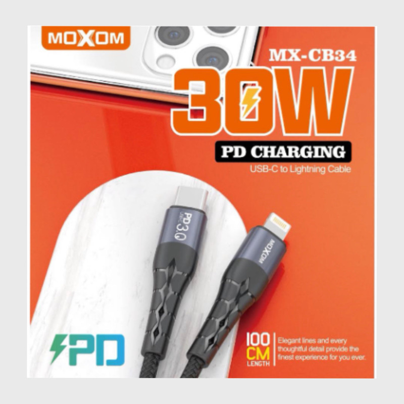 قیمت و خرید کابل تبدیل USB-C به لایتنینگ موکسوم مدل CB-34 طول 1 متر