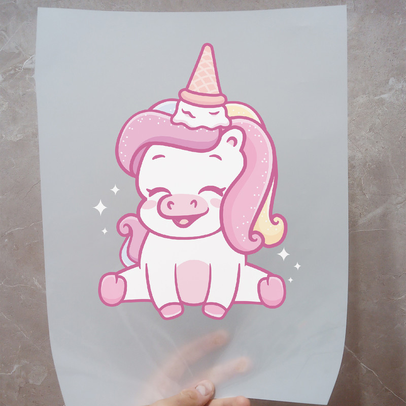 قیمت و خرید استیکر پارچه و لباس مدل dtf طرح یونیکورن کد H15.975 مجموعه 4 عددی