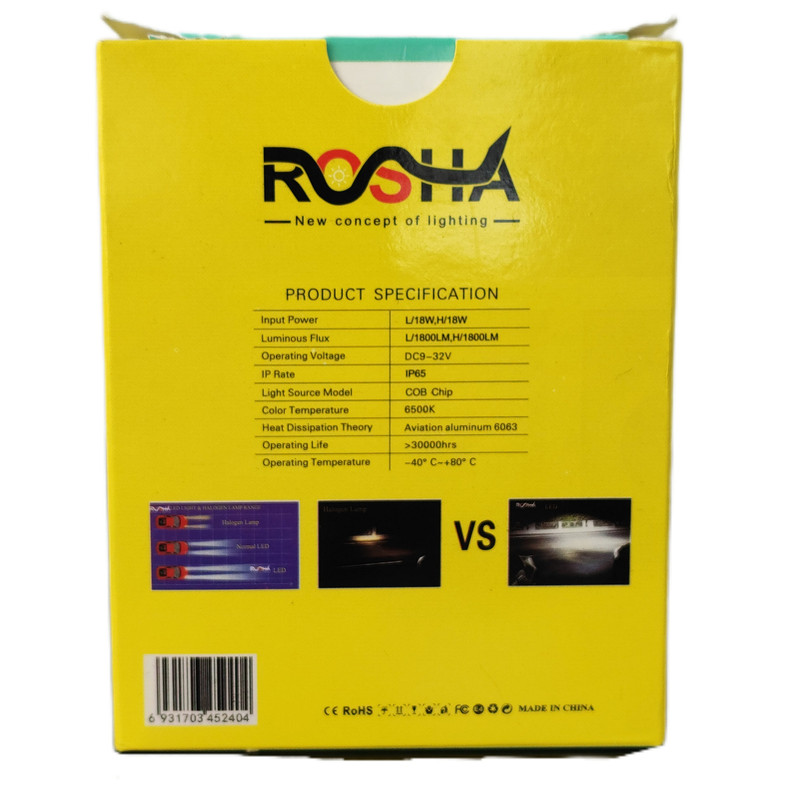 قیمت و خرید هدلایت لامپ خودرو روشا مدل TC6 پایه H7 بسته دو عددی