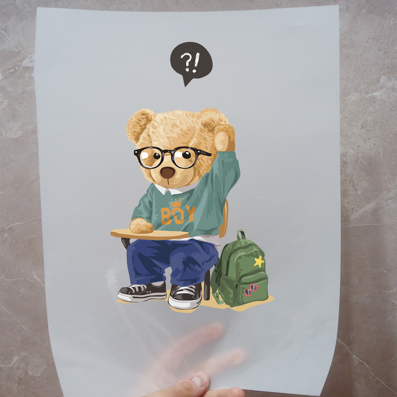 قیمت و خرید استیکر پارچه و لباس مدل dtf طرح تدی کد H15.170 مجموعه 4 عددی