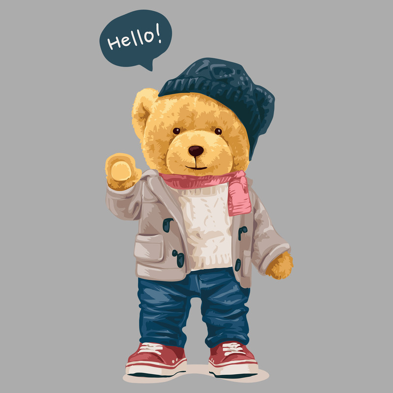 قیمت و خرید استیکر پارچه و لباس مدل dtf طرح تدی کد H15.185 مجموعه 4 عددی