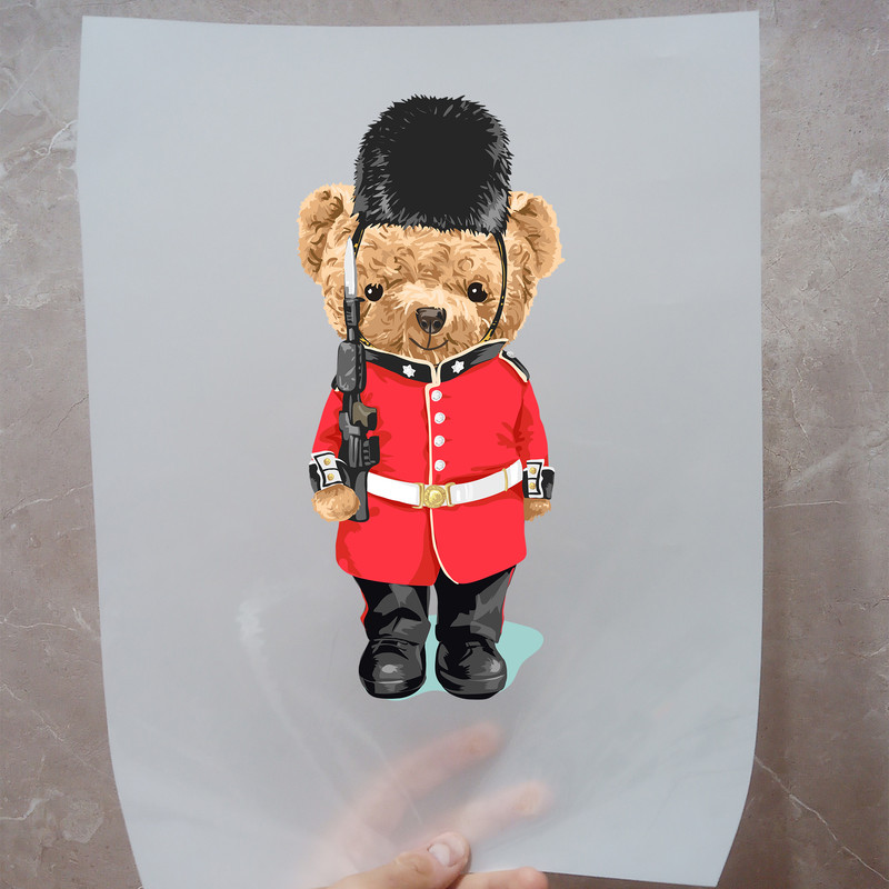 قیمت و خرید استیکر پارچه و لباس مدل dtf طرح تدی کد H20.154 مجموعه 3 عددی