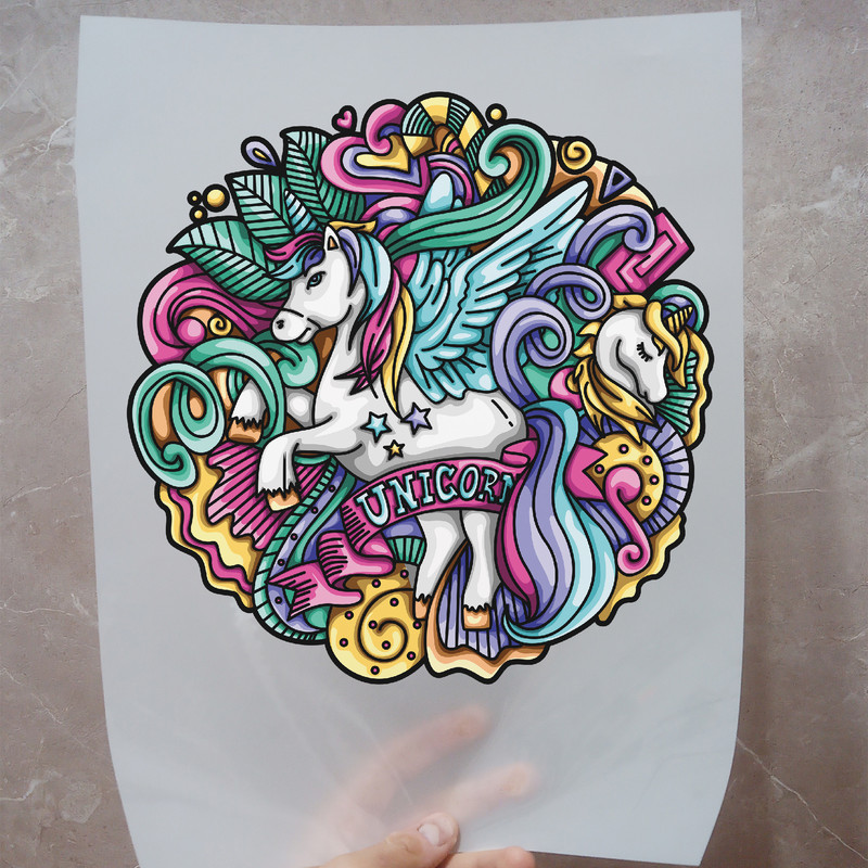 قیمت و خرید استیکر پارچه و لباس مدل dtf طرح یونیکورن کد H20.371 مجموعه 6 عددی
