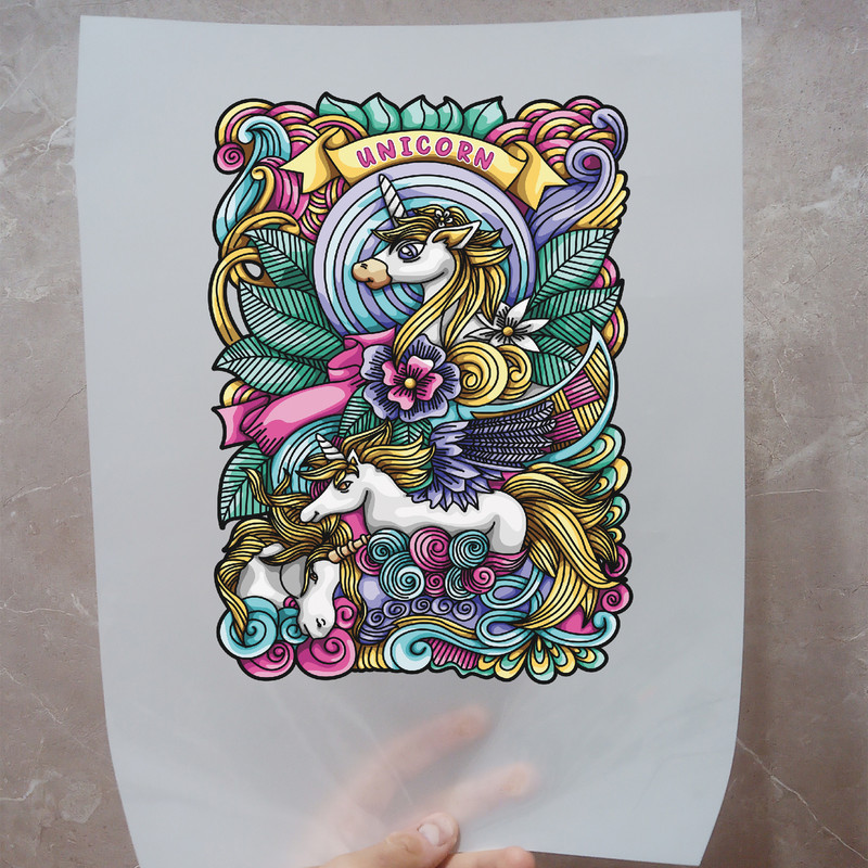قیمت و خرید استیکر پارچه و لباس مدل dtf طرح یونیکورن کد H20.231 مجموعه 3 عددی