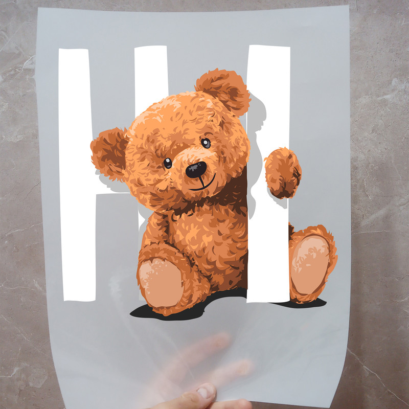 قیمت و خرید استیکر پارچه و لباس مدل dtf طرح تدی کد H20.188 مجموعه 3 عددی