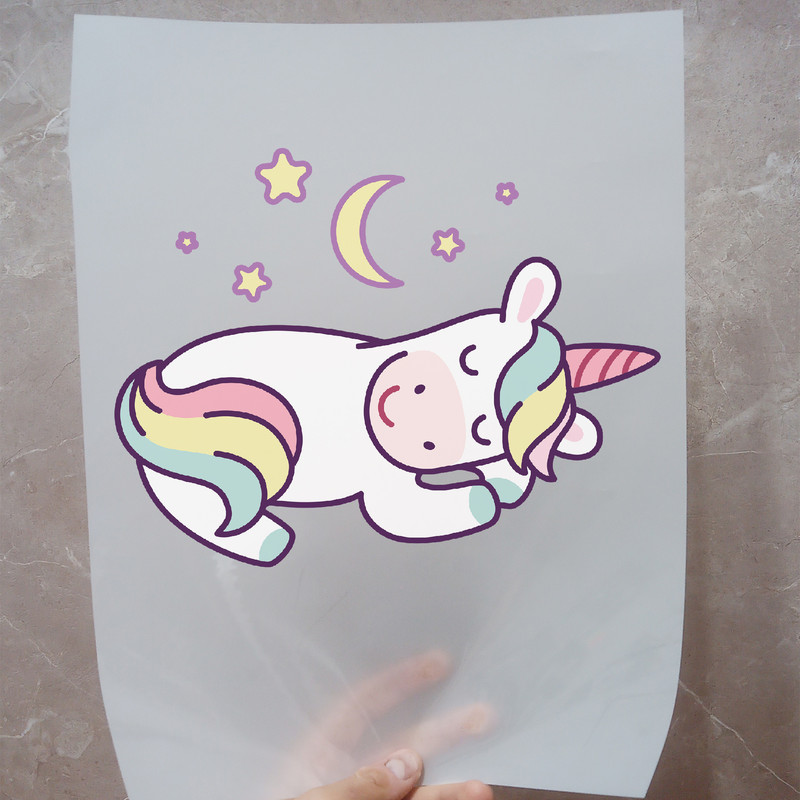 قیمت و خرید استیکر پارچه و لباس مدل dtf طرح یونیکورن کد H15.846 مجموعه 4 عددی