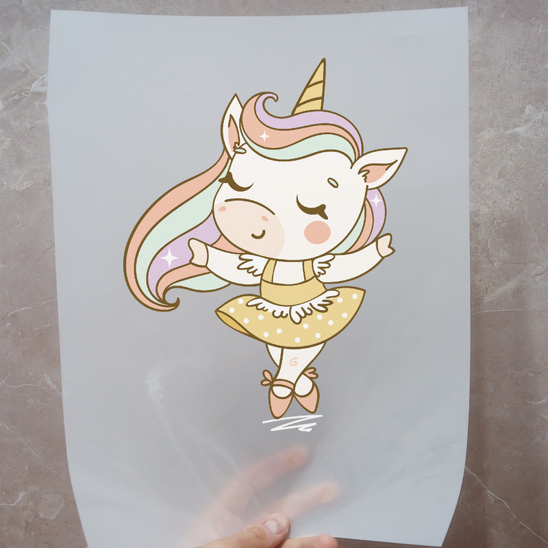 قیمت و خرید استیکر پارچه و لباس مدل dtf طرح یونیکورن کد H15.369 مجموعه 4 عددی