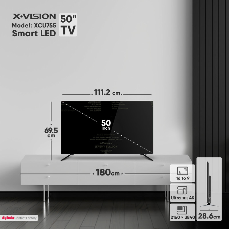 قیمت و خرید تلویزیون ال ای دی هوشمند ایکس ویژن مدل XCU755 سایز 50 اینچ