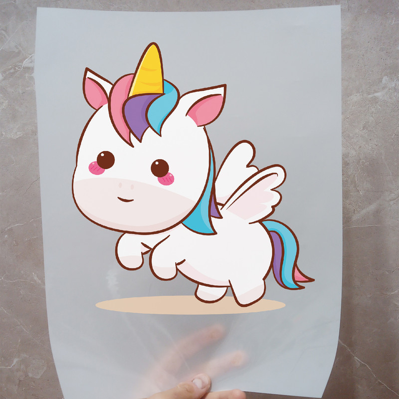 قیمت و خرید استیکر پارچه و لباس مدل dtf طرح یونیکورن کد H15.555 مجموعه 4 عددی