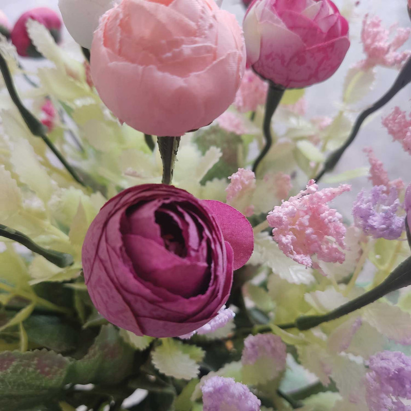 قیمت و خرید دسته گل مصنوعی مدل بوته نسترن 7 گل شکوفه برفی کد 1004