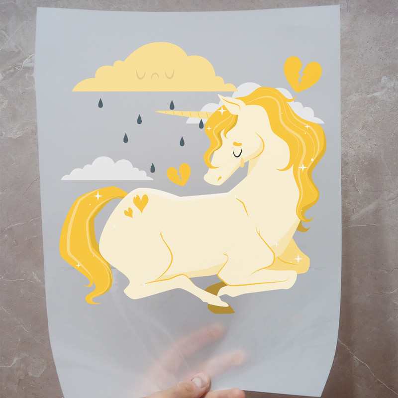 قیمت و خرید استیکر پارچه و لباس مدل dtf طرح یونیکورن کد H20.432 مجموعه 6 عددی