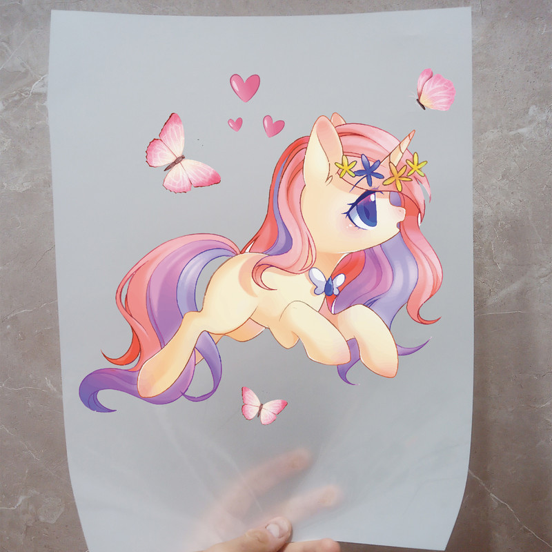 قیمت و خرید استیکر پارچه و لباس مدل dtf طرح یونیکورن کد H20.345 مجموعه 3 عددی