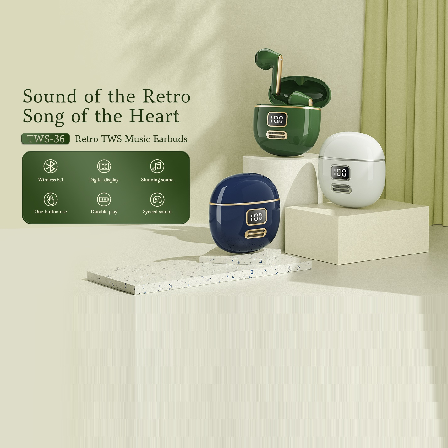 خرید آنلاین و قیمت هدفون بلوتوثی ریمکس طرح کلاسیک مدل TWS-36 [1404] | وکسی