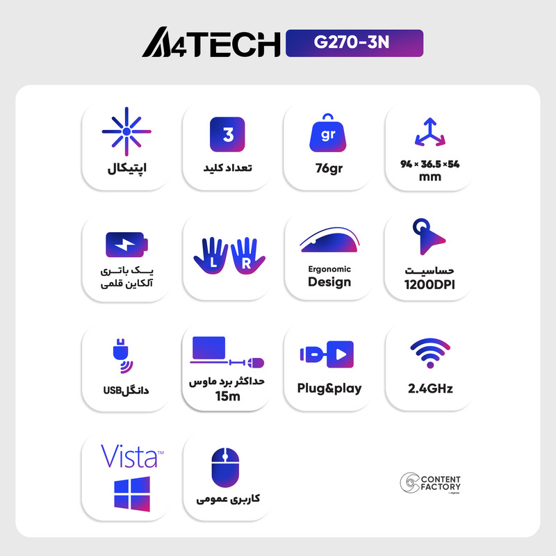قیمت و خرید ماوس بی سیم ای فورتک مدل G3-270N