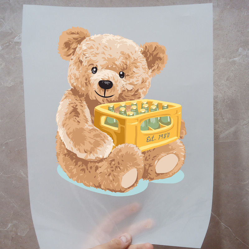 قیمت و خرید استیکر پارچه و لباس مدل dtf طرح تدی کد H20.203 مجموعه 3 عددی