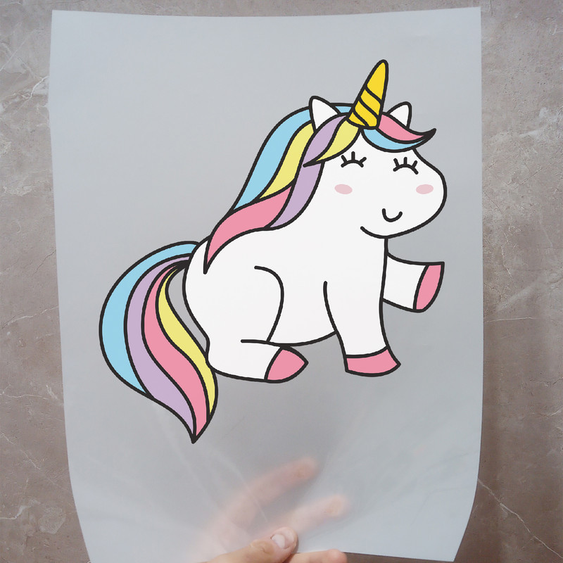 قیمت و خرید استیکر پارچه و لباس مدل dtf طرح یونیکورن کد H15.996 مجموعه 4 عددی