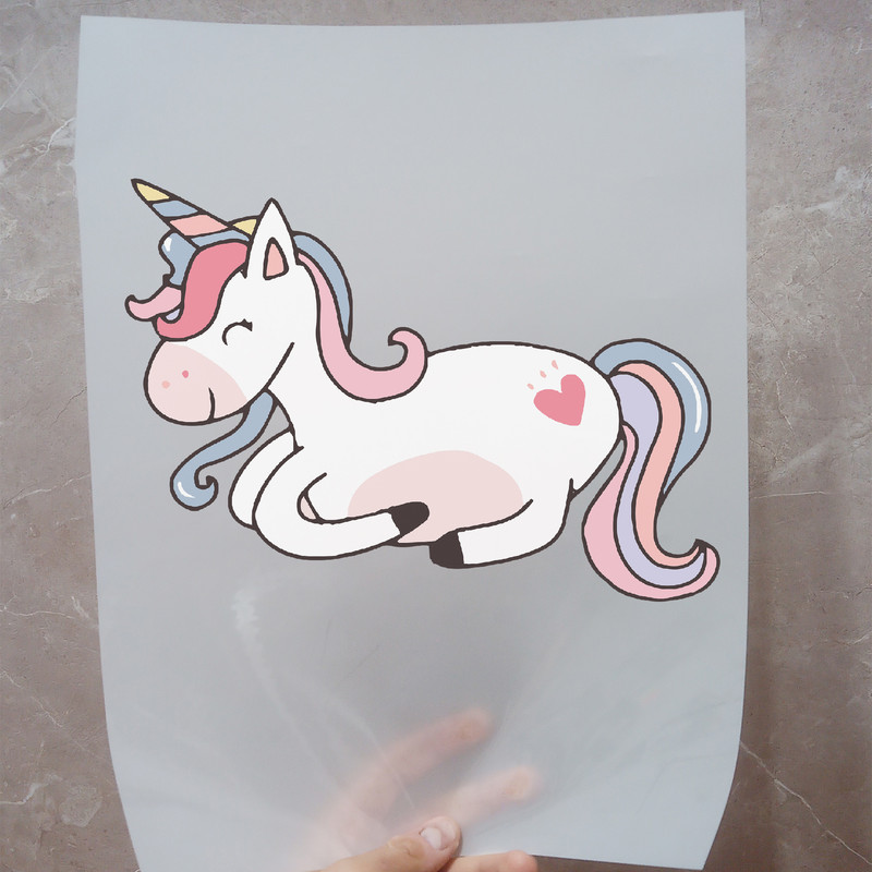 قیمت و خرید استیکر پارچه و لباس مدل dtf طرح یونیکورن کد H15.657 مجموعه 4 عددی