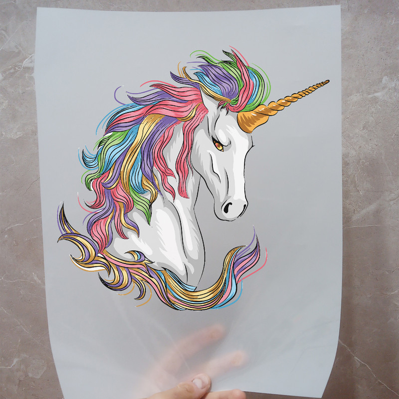 قیمت و خرید استیکر پارچه و لباس مدل dtf طرح یونیکورن کد H15.290 مجموعه 4 عددی