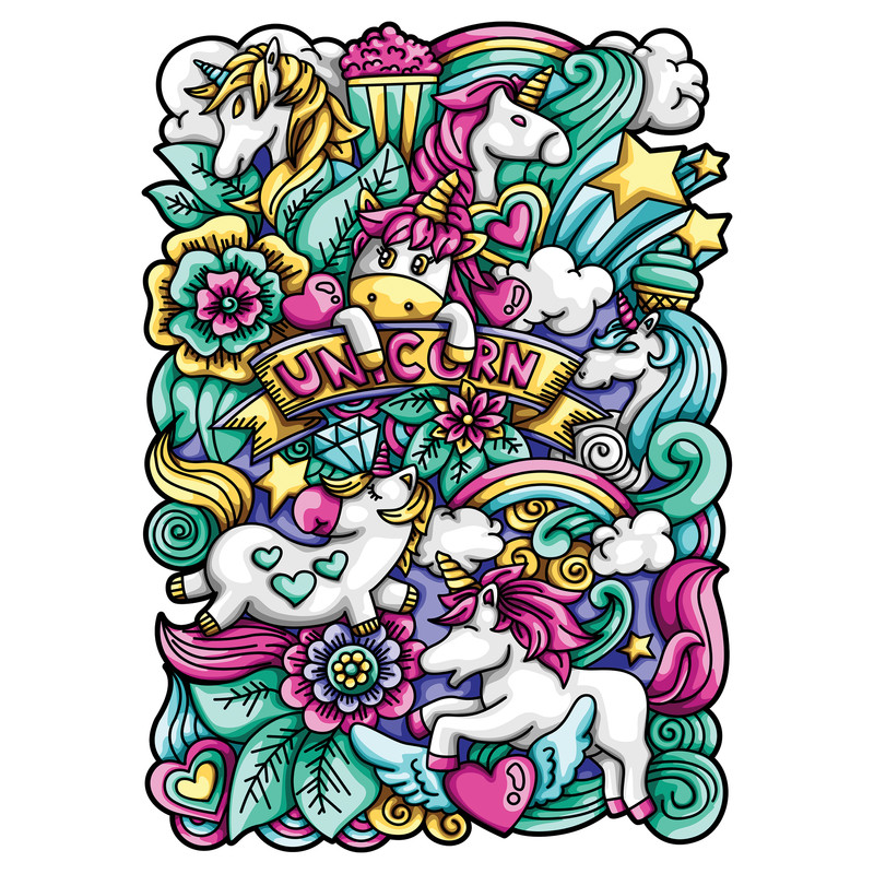 قیمت و خرید استیکر پارچه و لباس مدل dtf طرح یونیکورن کد H20.232 مجموعه 6 عددی