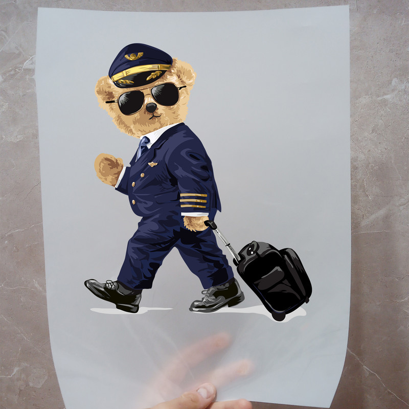 قیمت و خرید استیکر پارچه و لباس مدل dtf طرح تدی کد H20.176 مجموعه 3 عددی