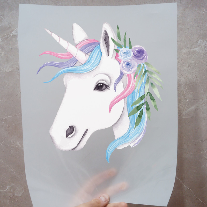 قیمت و خرید استیکر پارچه و لباس مدل dtf طرح یونیکورن کد H15.133 مجموعه 4 عددی