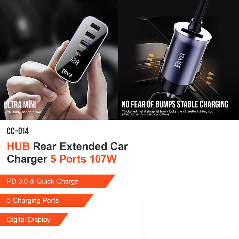 قیمت و خرید شارژر فندکی 107 وات بیوا مدل CC-014