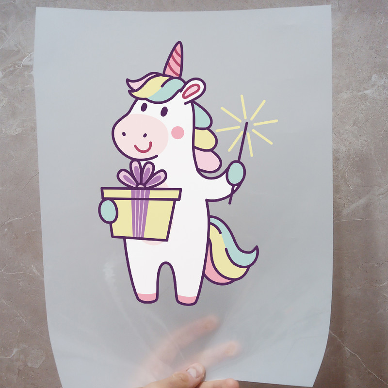 قیمت و خرید استیکر پارچه و لباس مدل dtf طرح یونیکورن کد H15.837 مجموعه 4 عددی