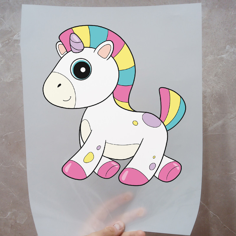 قیمت و خرید استیکر پارچه و لباس مدل dtf طرح یونیکورن کد H15.749 مجموعه 4 عددی