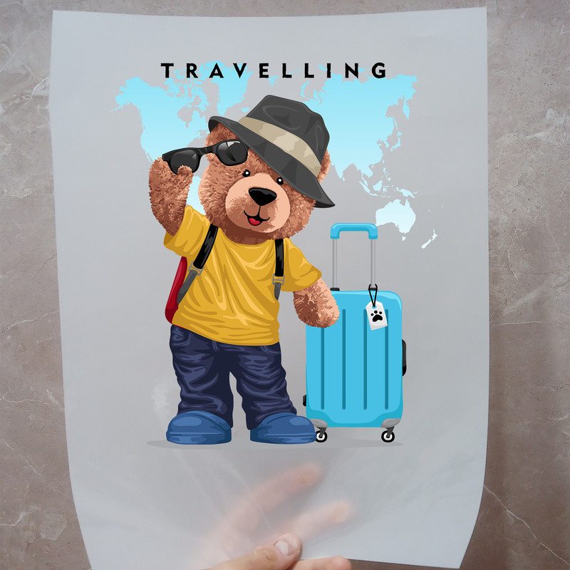 قیمت و خرید استیکر پارچه و لباس مدل dtf طرح تدی کد H15.47 مجموعه 4 عددی